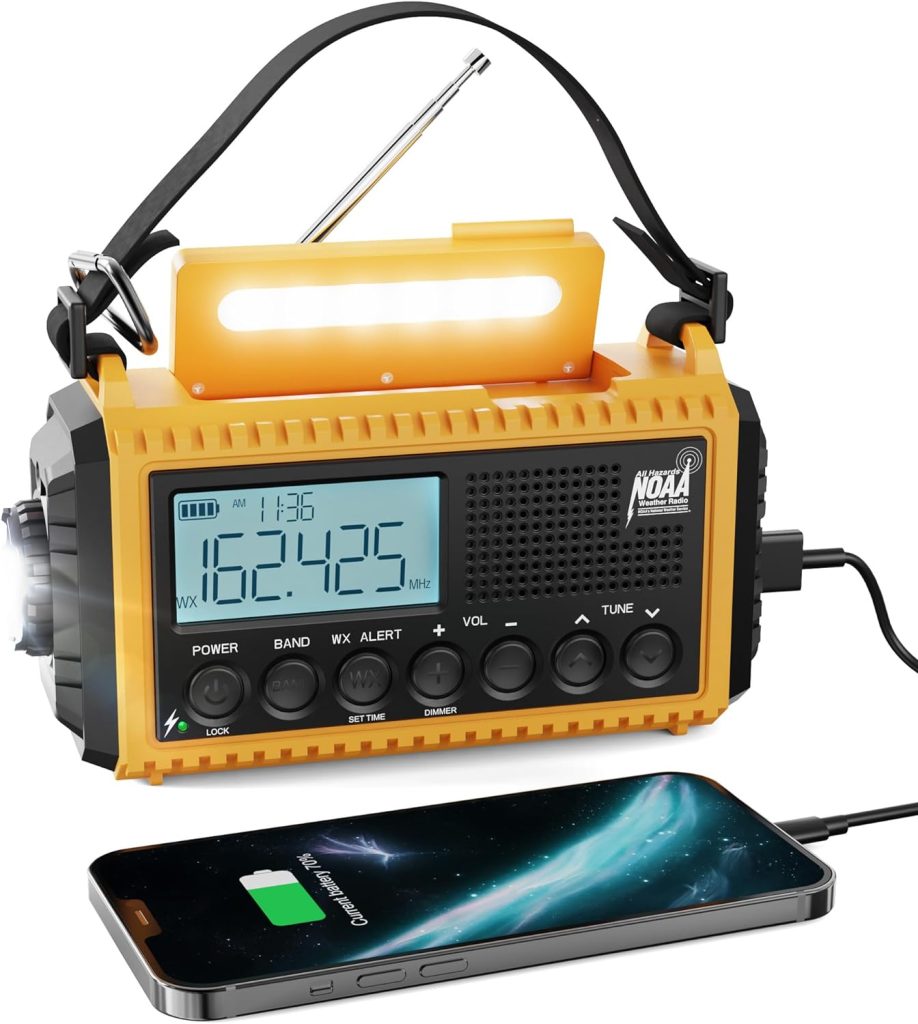 Emergency Radio Raynic 5000 Weather Radio Solar Hand Crank AM/FM/SW ...